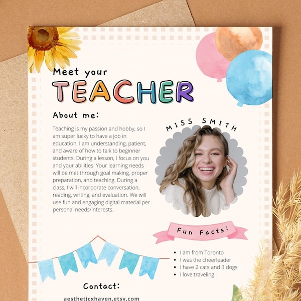 Meet the Teacher Template - Etsy