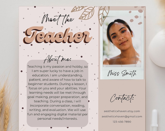 Editable Meet the Teacher Template, Pastel New Teacher Intro Printable ...