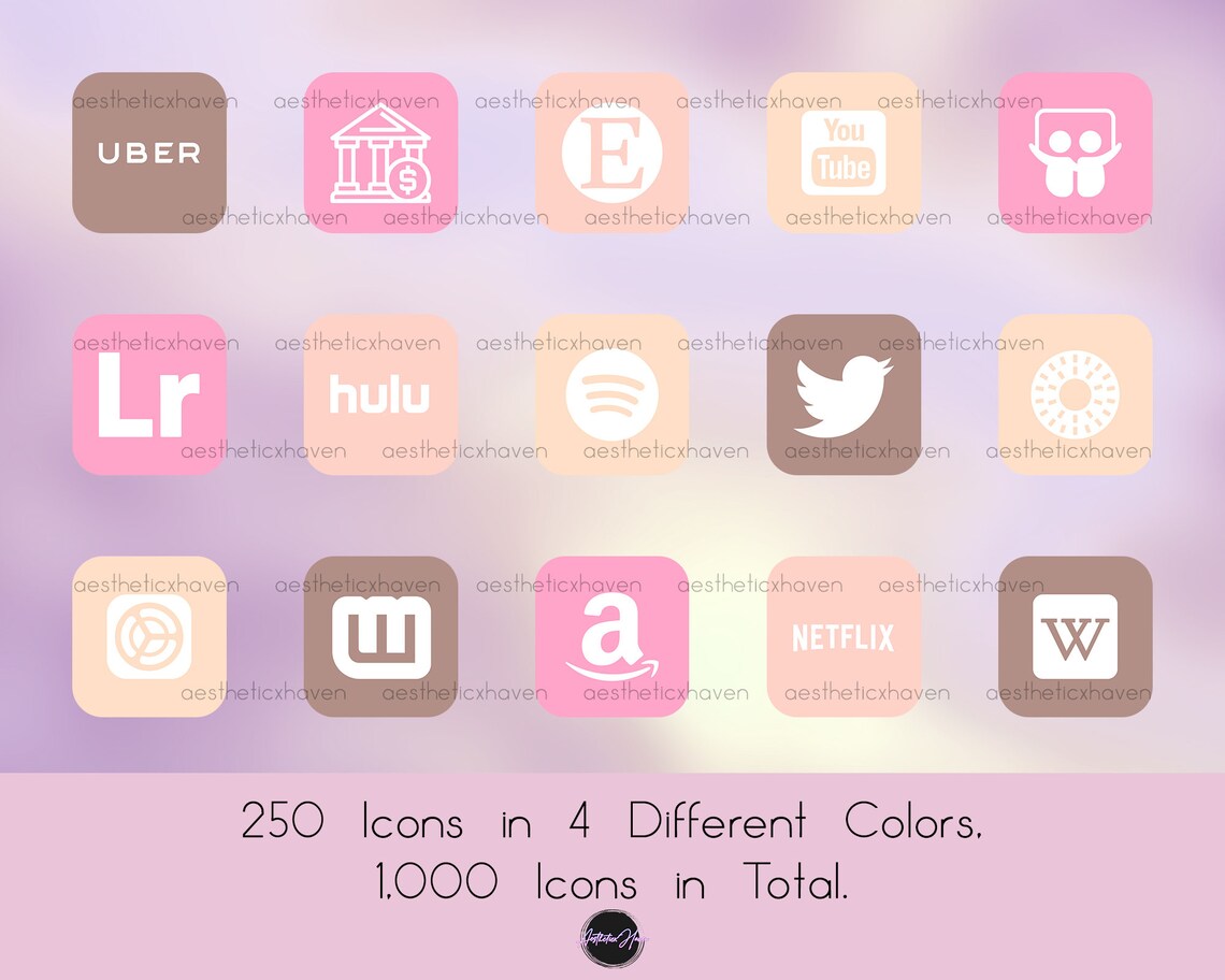 250 Pcs Pink Boho Ios 14 Icons, Aesthetic iPhone App Icons, Apple Home ...