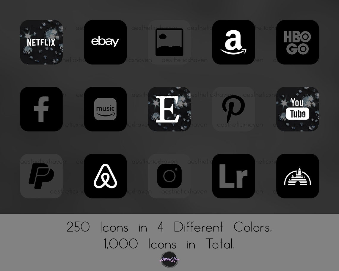 Black App Icons, Ios 14 Icons, Ios 14 App Icon, iPhone Icons, Ios14 App ...