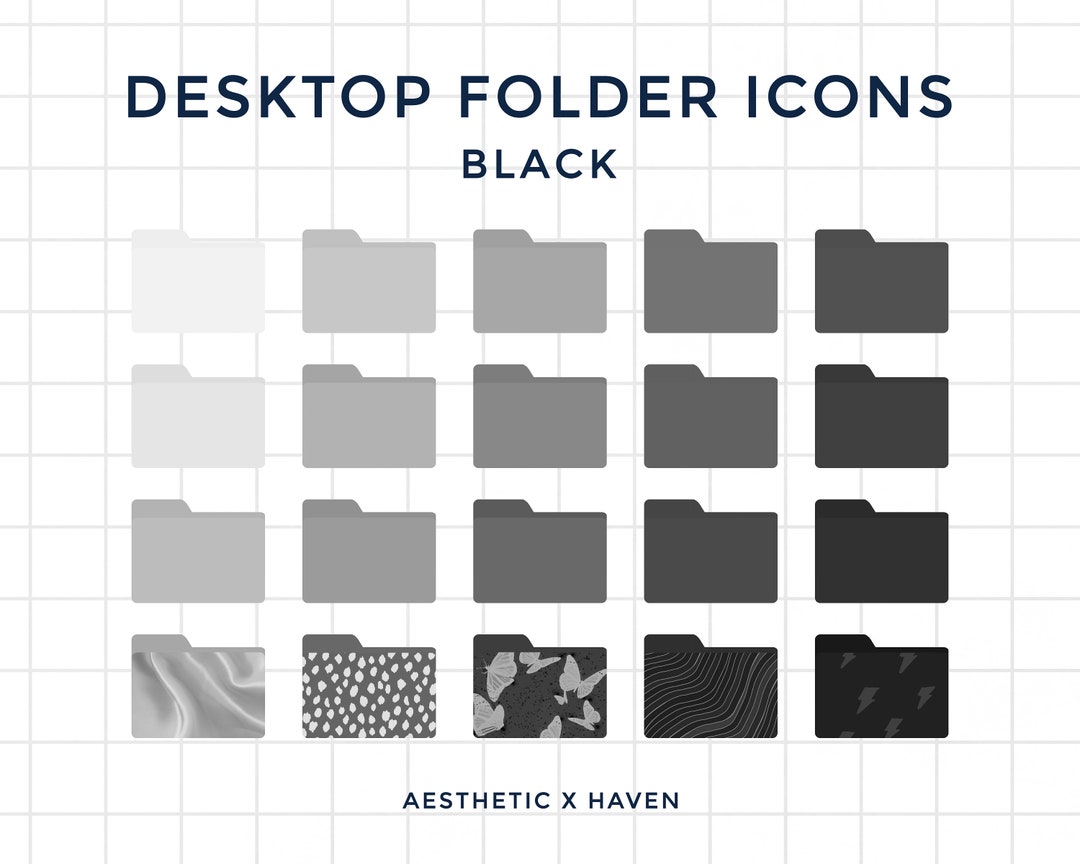 Black Desktop Folder Icons, Desktop Icons for Mac, Desktop Folder Icons ...