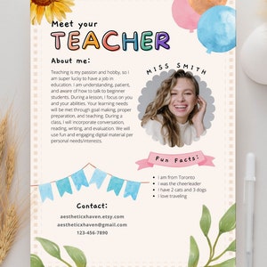 Editable Meet the Teacher Template, Botanical All About Me Printable ...