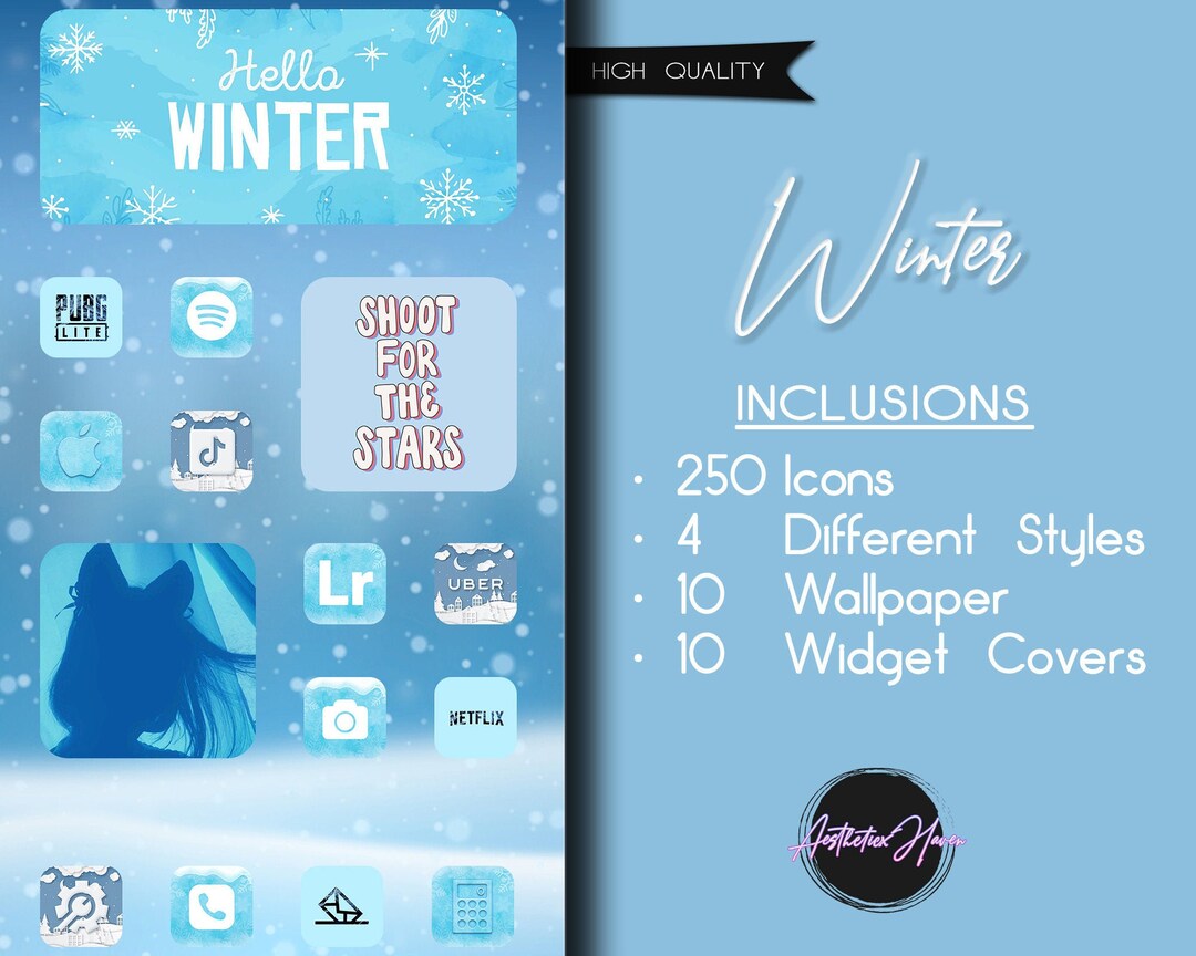 250 Pcs Winter Ios 14 Icons, Aesthetic iPhone App Icons, Snowy Home ...