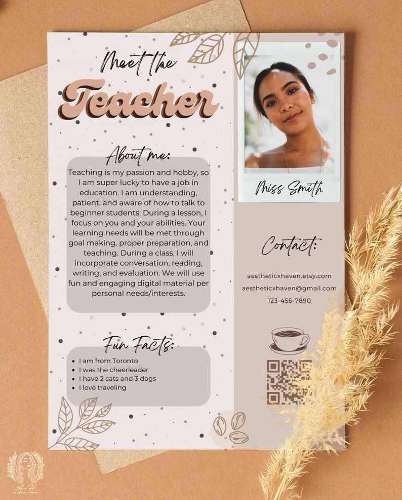 Editable Meet the Teacher Template, Coffee Latte Student Intro Letter ...