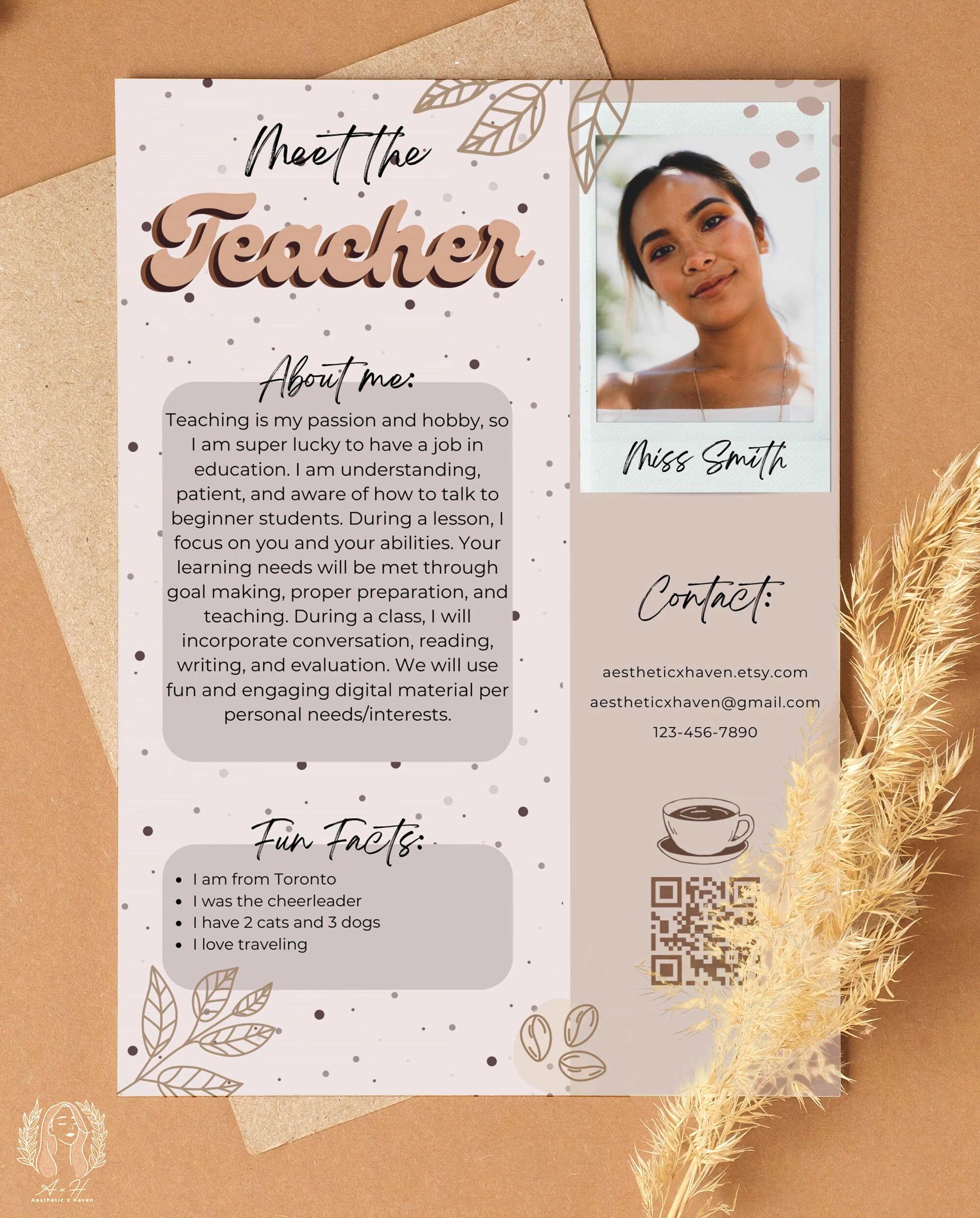 Editable Meet the Teacher Template, Coffee Latte Student Intro Letter ...
