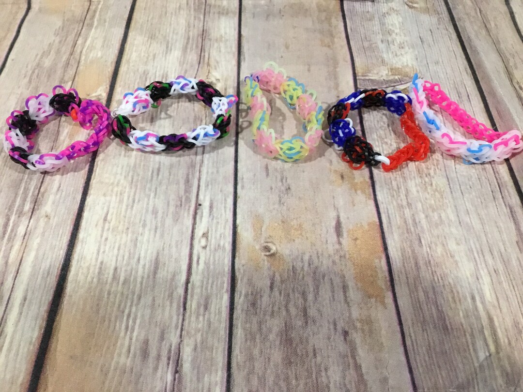 Set of Five Rainbow Loom Butterfly Blossoms Bracelets. - Etsy