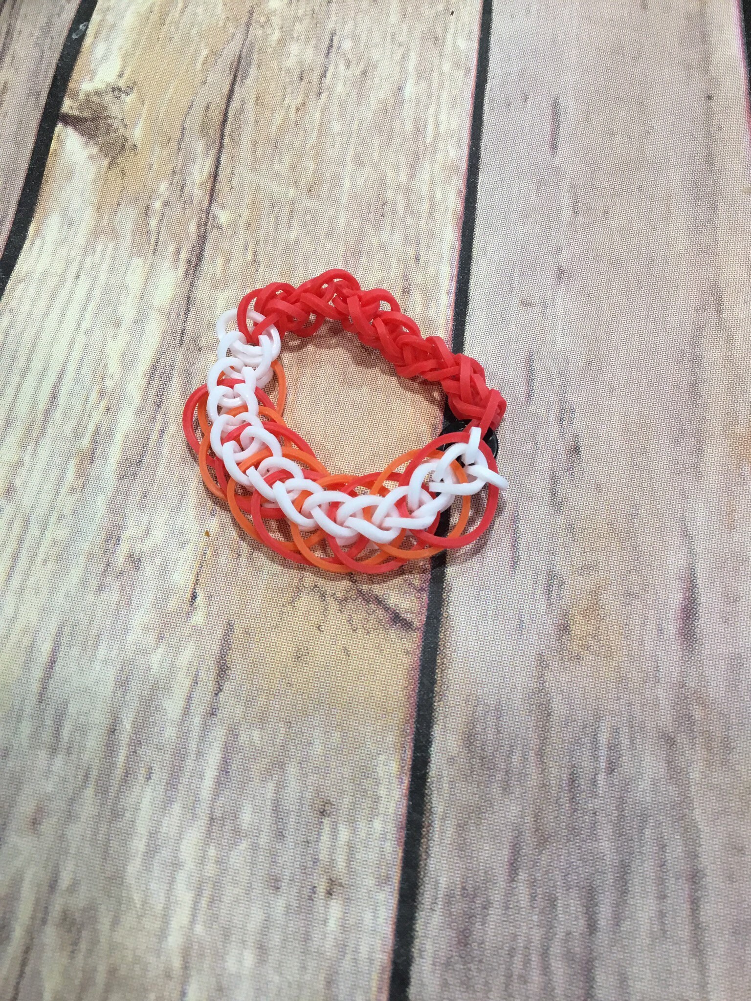 Set of Five Rainbow Loom Red, Orange and White Bracelets - Etsy