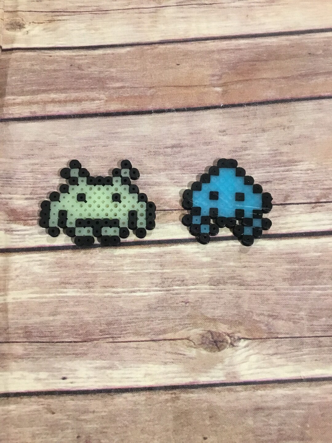 Set of Two Glow in the Dark Space Invaders Perler Bead Design - Etsy