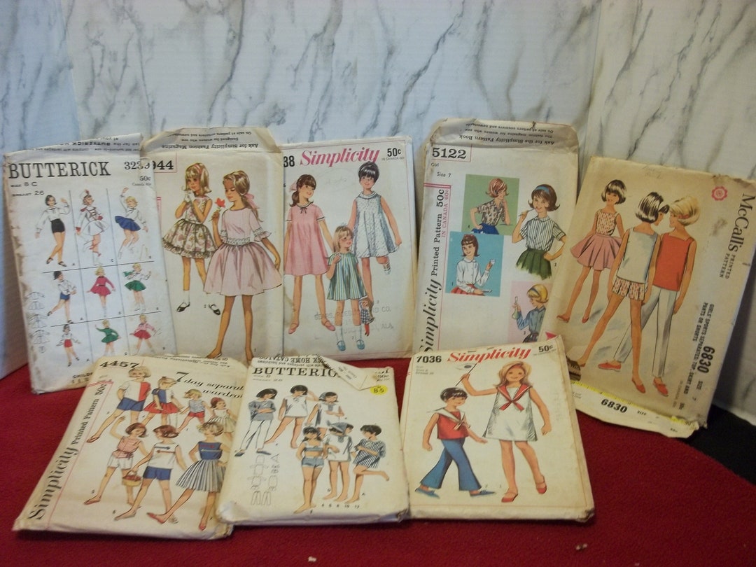 Vtg Sewing Pattern Retro Kids Children Sz 7/8 CHOICE Mccall's Butterick ...