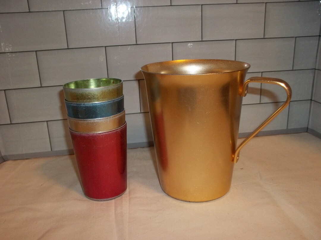 Pitcher Cup Retro Set Anodized Aluminum Colorama Bascal Italy - Etsy