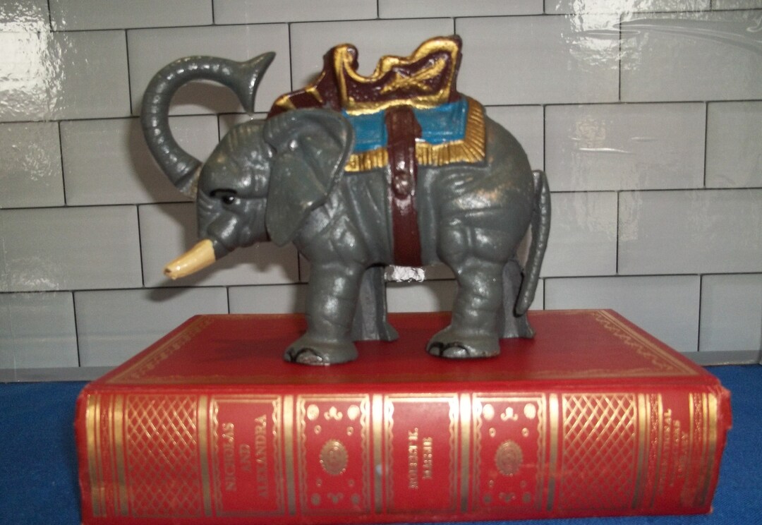Piggy Bank Coin Cast Iron Elephant Flip Coin Circus Gift - Etsy