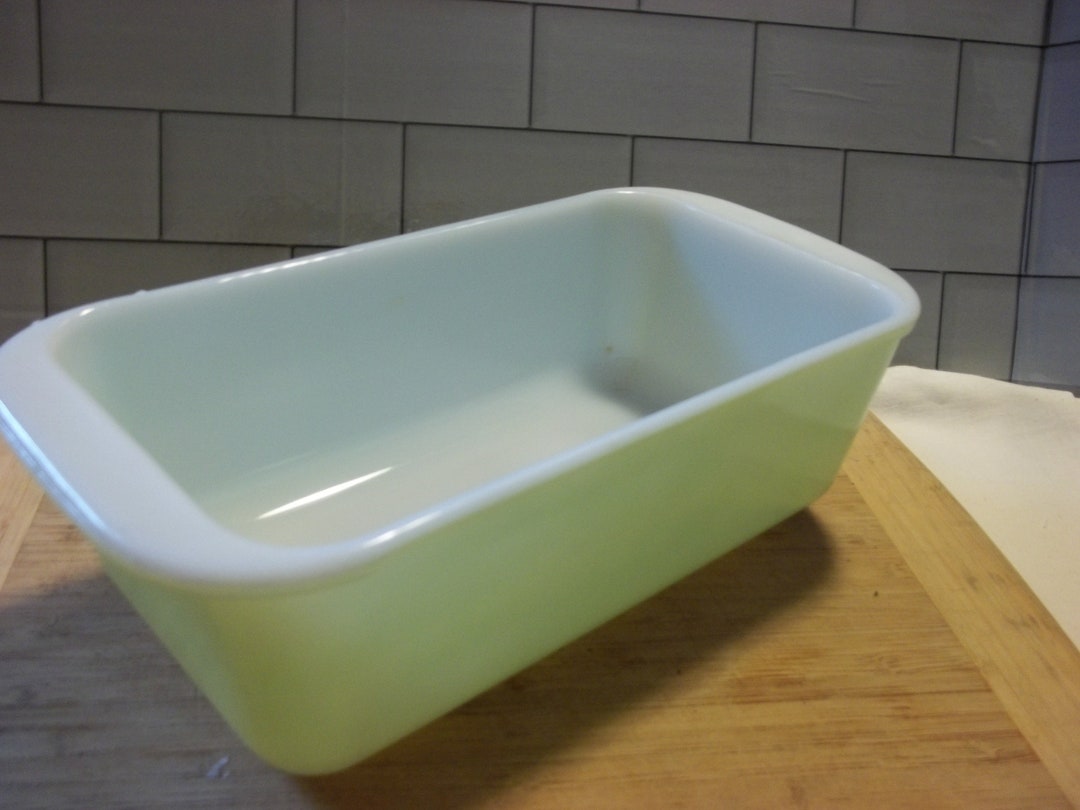 Pyrex Bread Pan Retro MCM Vintage Lemon Yellow Lime Green Glass ...