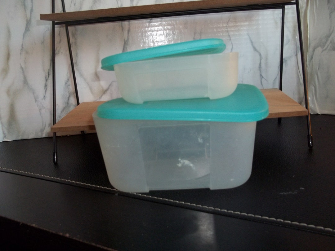 Tupperware Vintage Freezer Mates Aqua Lid 2 Pc SCUFFS - Etsy