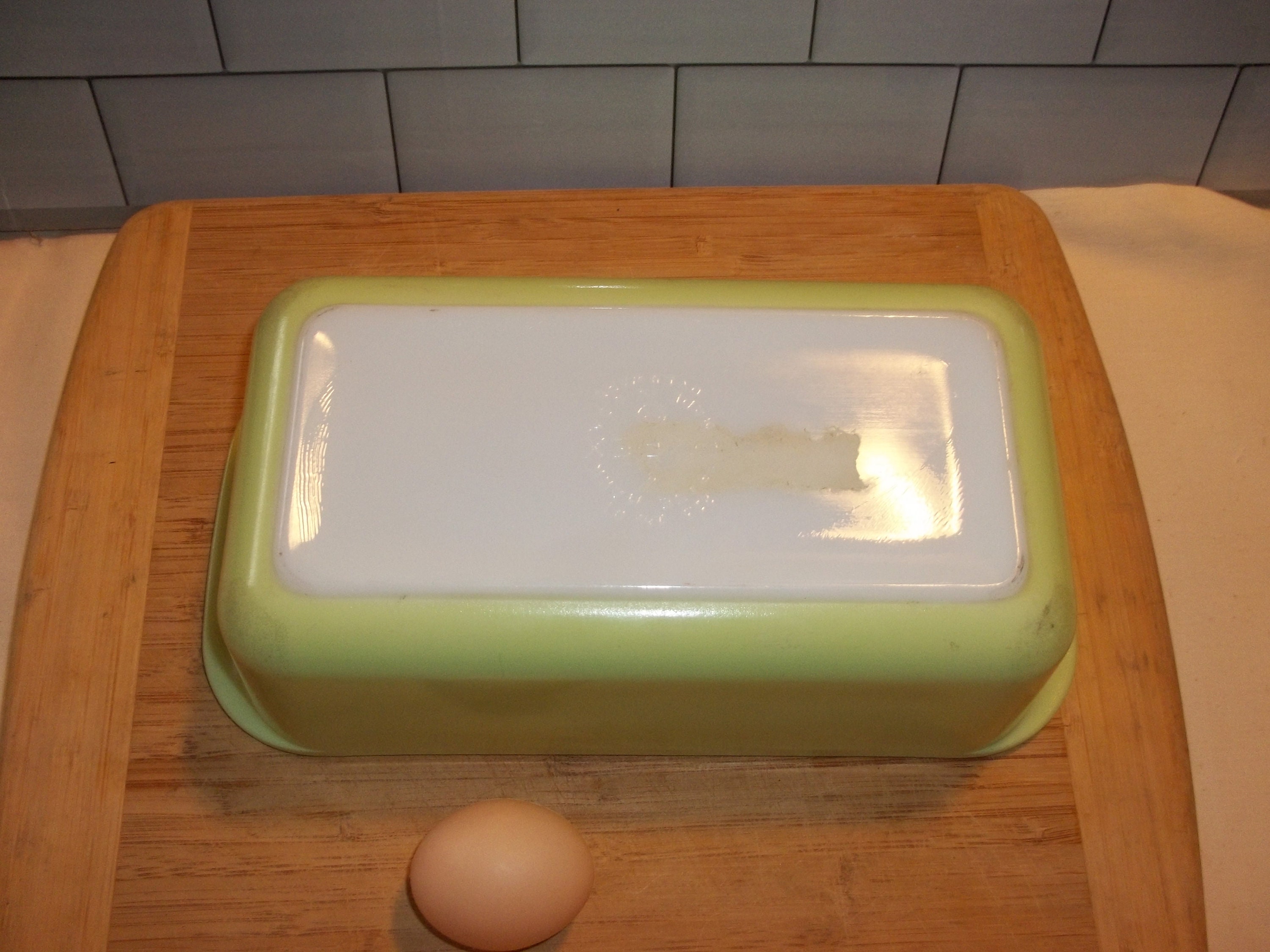 Pyrex Bread Pan Retro MCM Vintage Lemon Yellow Lime Green Glass ...