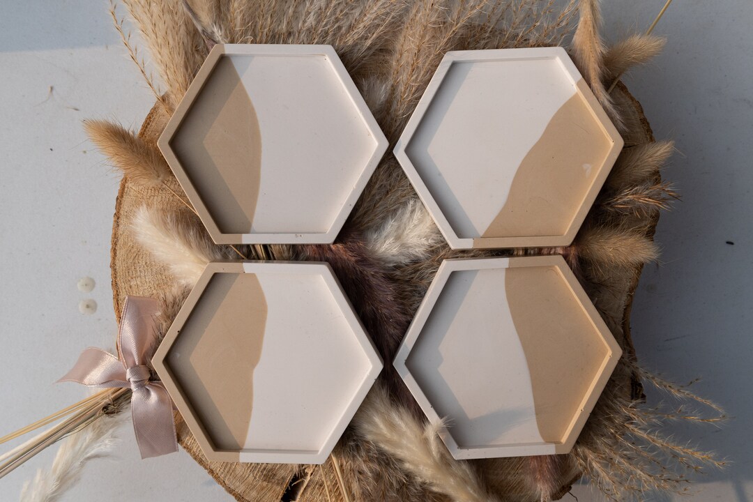 Set of 4 Hexagon Coasters | Two-tone Coasters | Hexagon Coasters ...