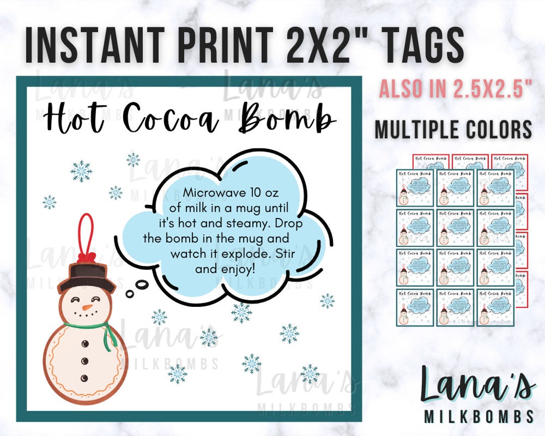 Snowman Hot Chocolate Bomb Tag - Etsy