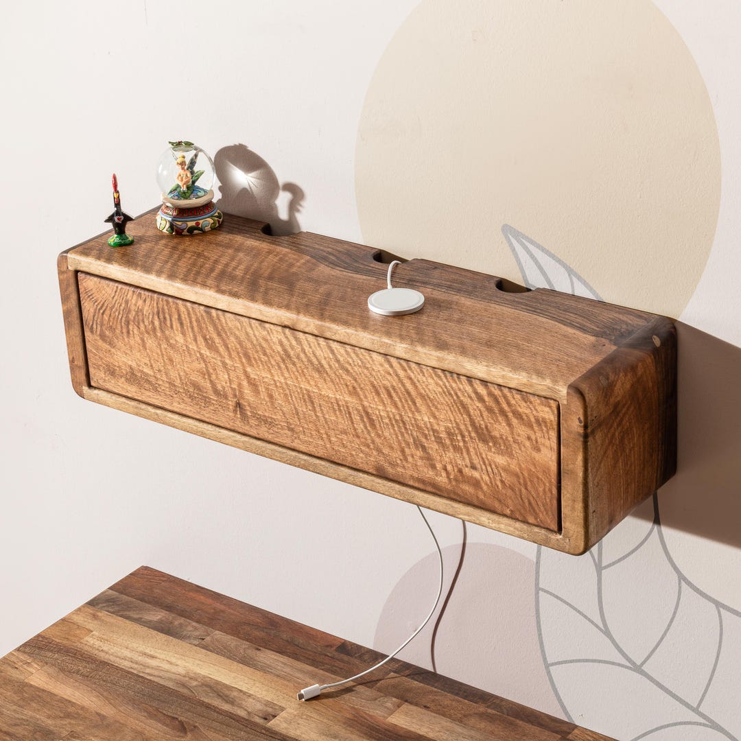 Walnut Cord Box, Storage Shelf and Cord Organizer, Wooden Cord Box for ...