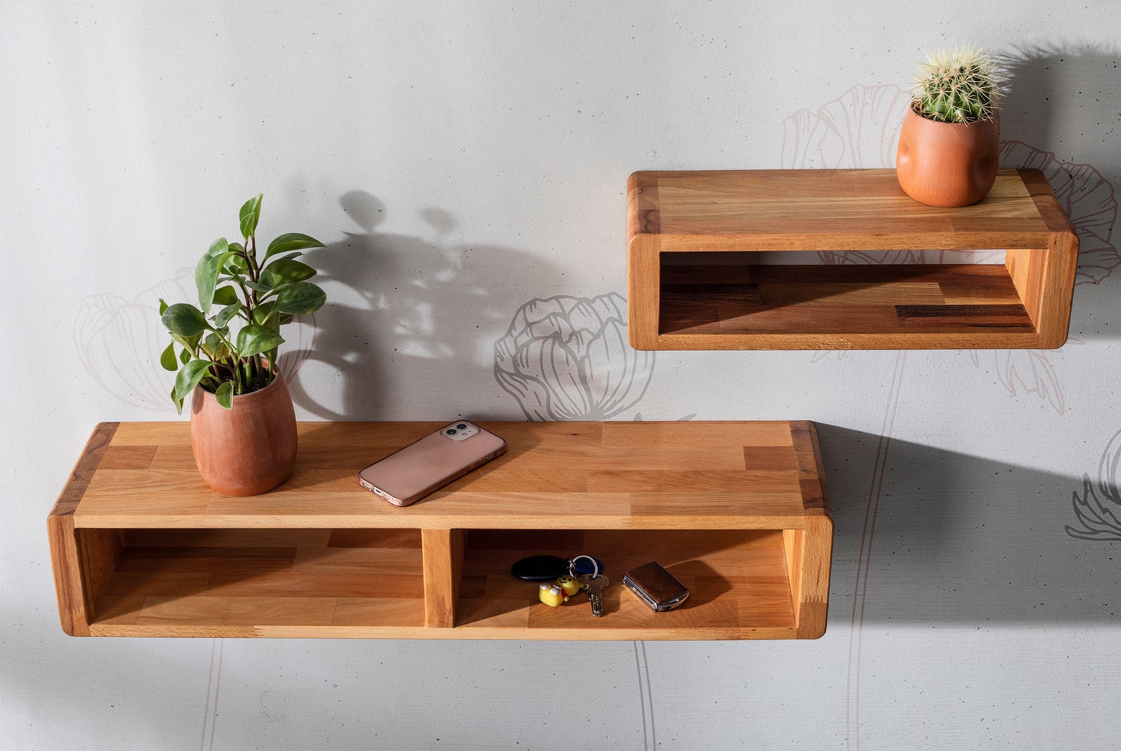 Floating Box Shelf, Wood Rectangle Wall Mount Shelves, Hallway and ...