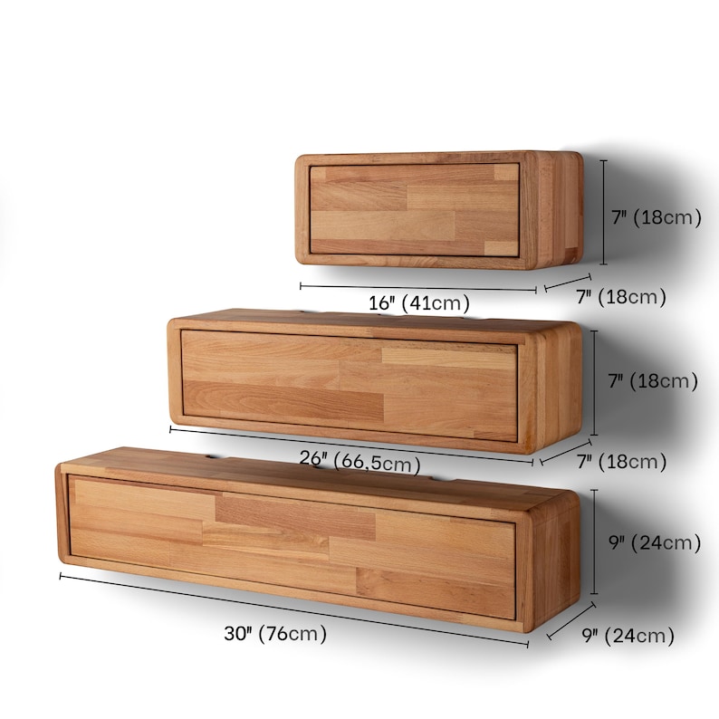 Floating Wooden Shelf & Cable Organizer – Wall Mounted Cord Hider ...