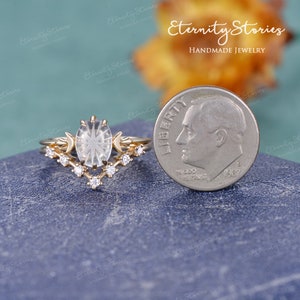 Starbrite Cut White Crystal Engagement Ring Set Rose Gold Flower ...