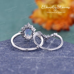 Moon and Star Engagement Ring Vintage Moonstone Engagement Ring Sets ...