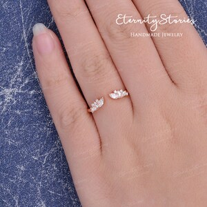 Open Ring Enhance Open Wedding Band Rose Gold Wedding Band Marquise Cut ...