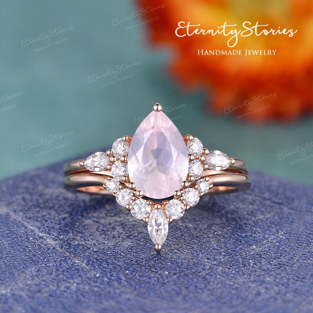 Rose quartz teardrop ring store