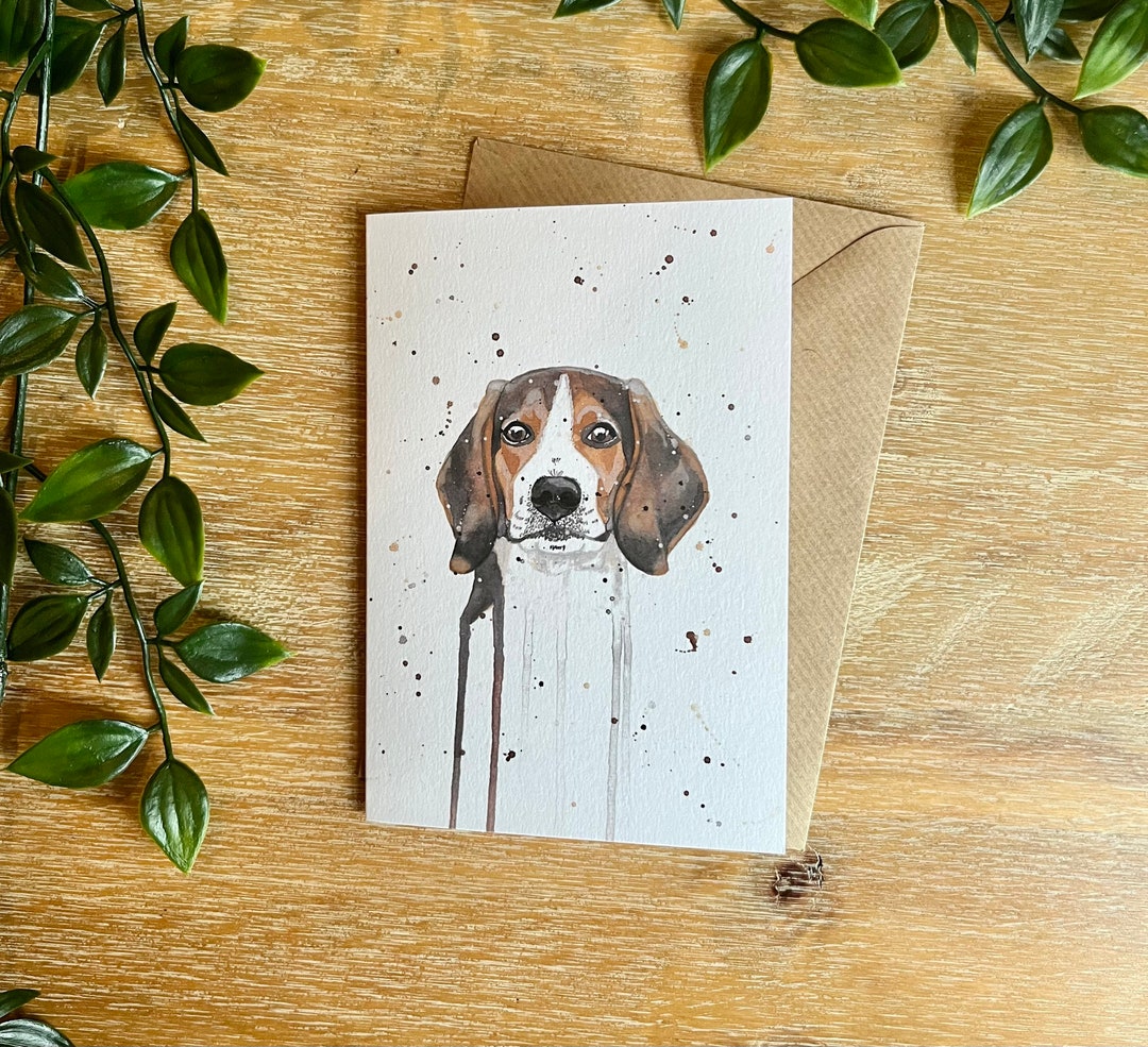 Beagle Card, Beagle Birthday Card, Beagle Art, Birthday Card for ...