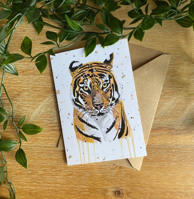 Tiger Card Tiger Birthday Card Big Cat Card Wildlife - Etsy