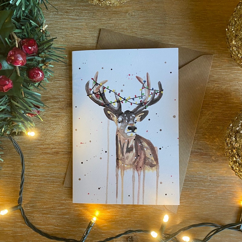 Deer Christmas Card - Etsy