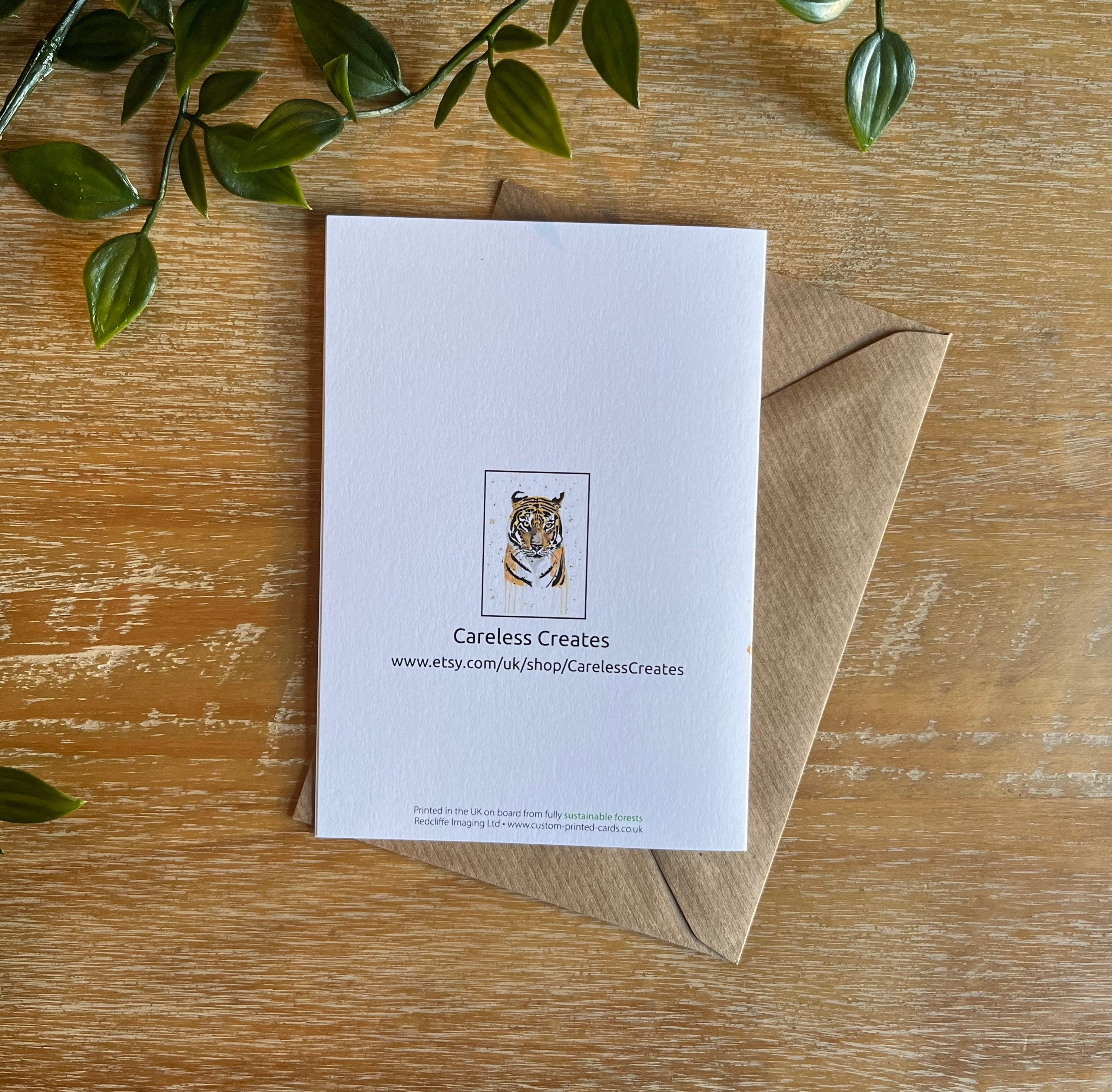 Tiger Card Tiger Birthday Card Big Cat Card Wildlife - Etsy