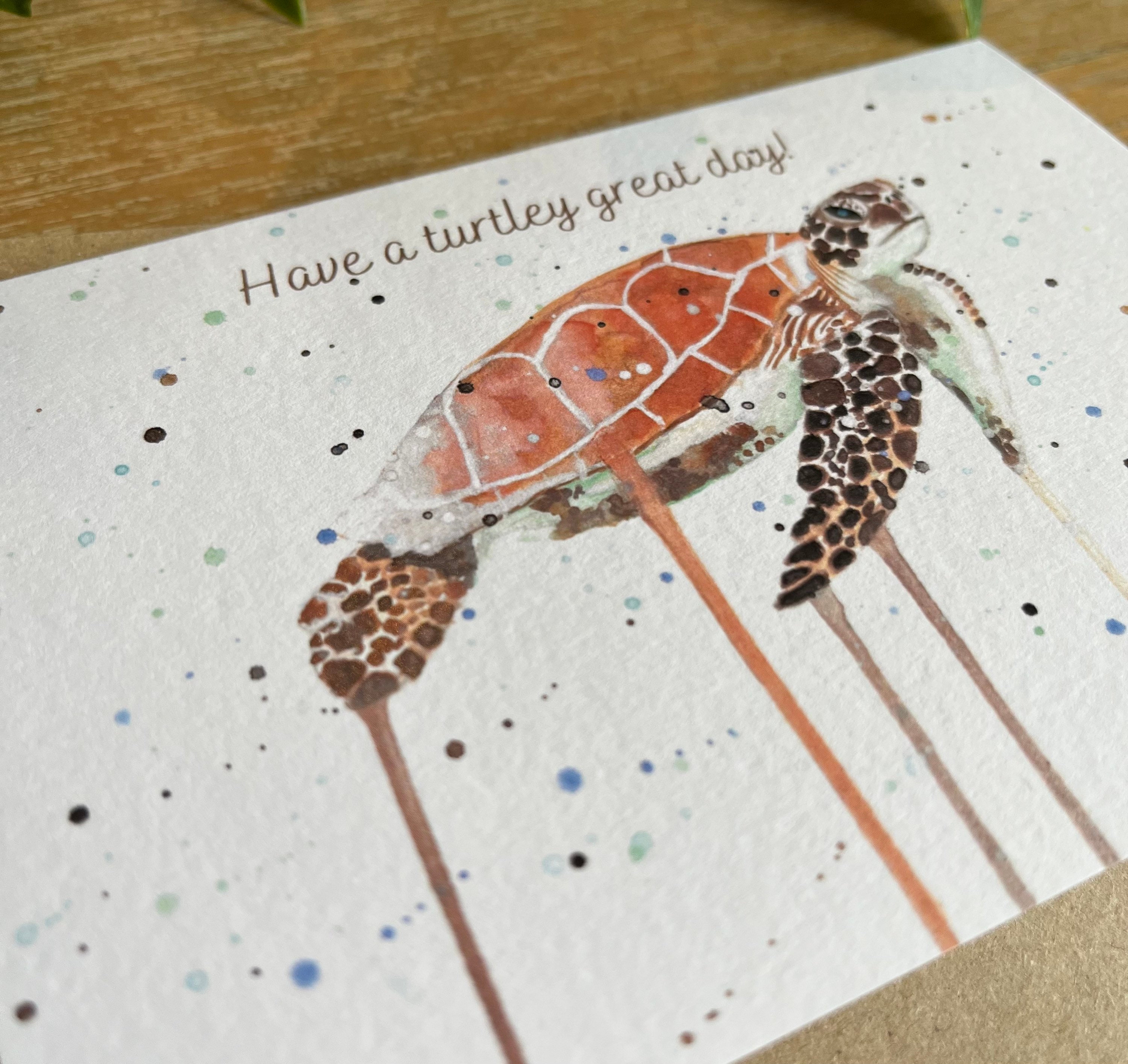 Turtle Birthday Card, Turtley Awesome, Marine Card, Animal Birthday ...