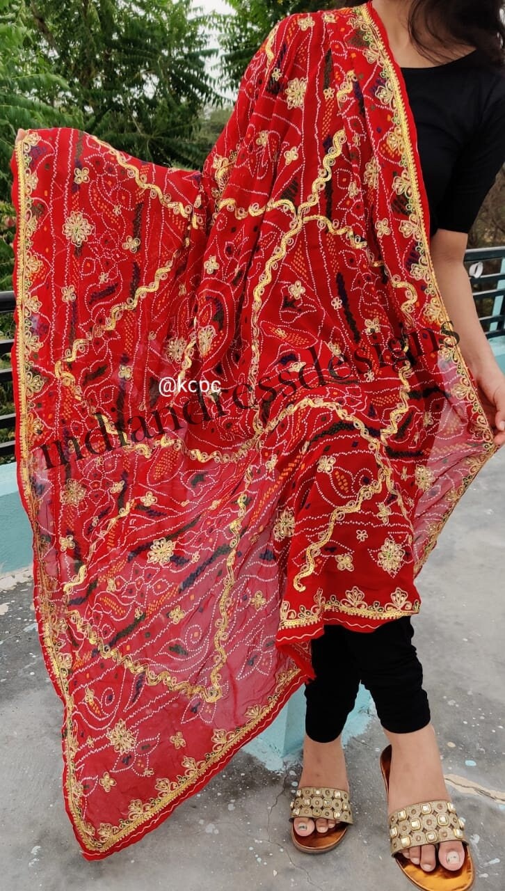 Indian Rajasthani Bandhej Pure Georgette jaipuri Chunri | Etsy