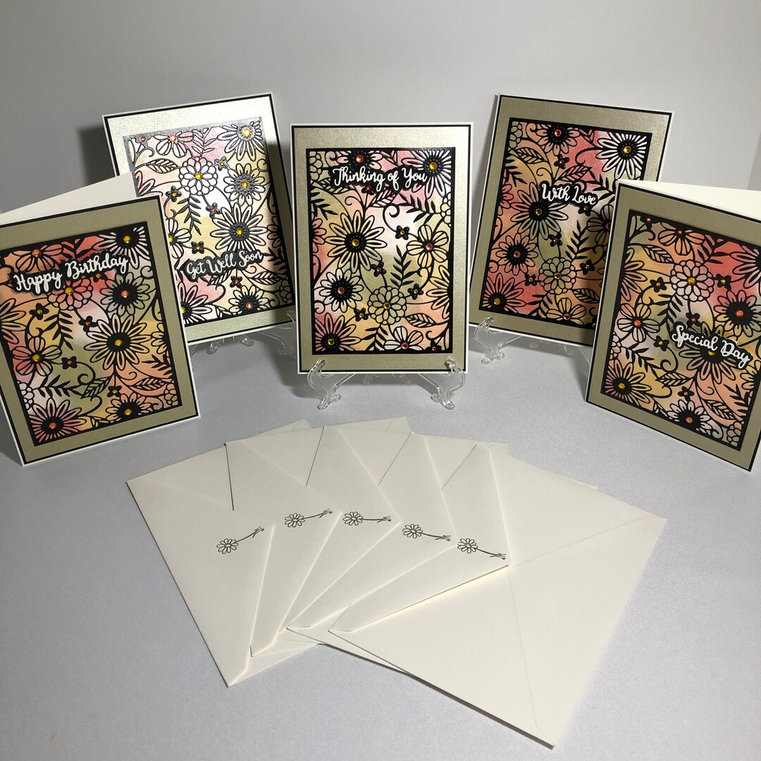 Stained Glass Effect Card Assortment Card Set of 5 Birthday Special Day ...