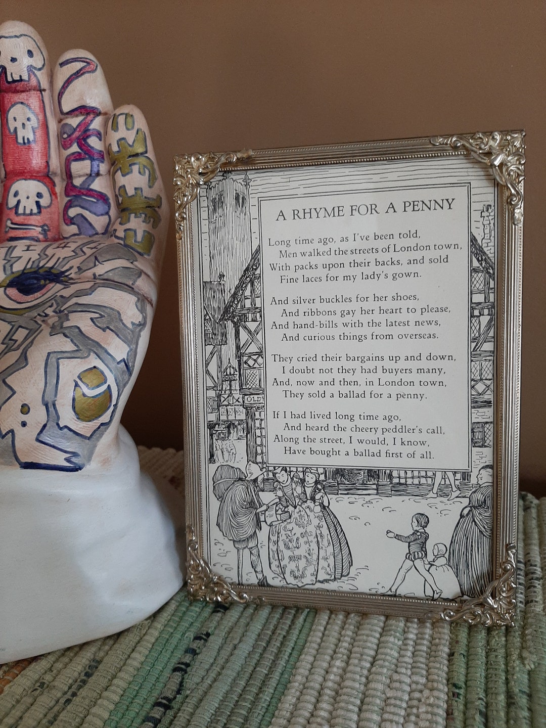 A Rhyme for a Penny. Poem. Original Illustration From a Vintage Book ...