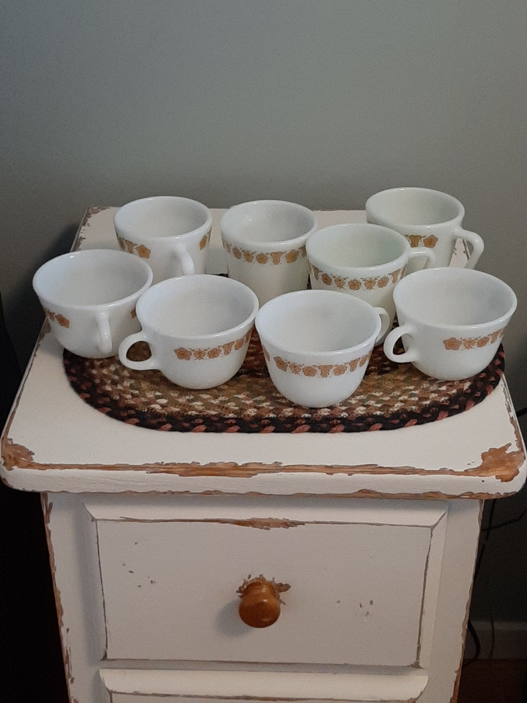 Vintage Pyrex Coffee Mugs and Cups 8 Vintage Milk Glass Cups Mug 1410-D ...