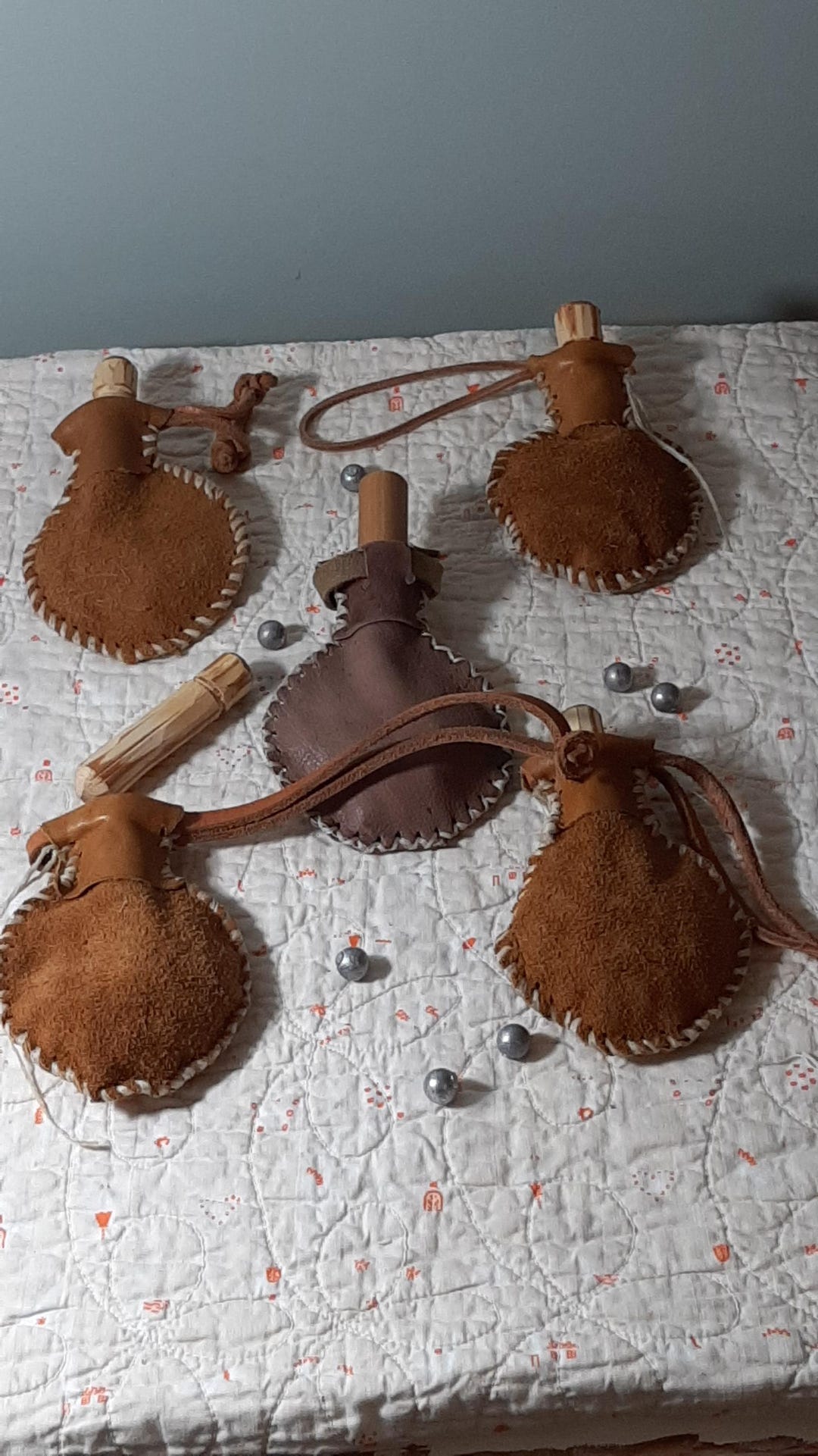 Leather Pouches Hand Sewn Bags Slingshot Lead Balls Target Practice ...