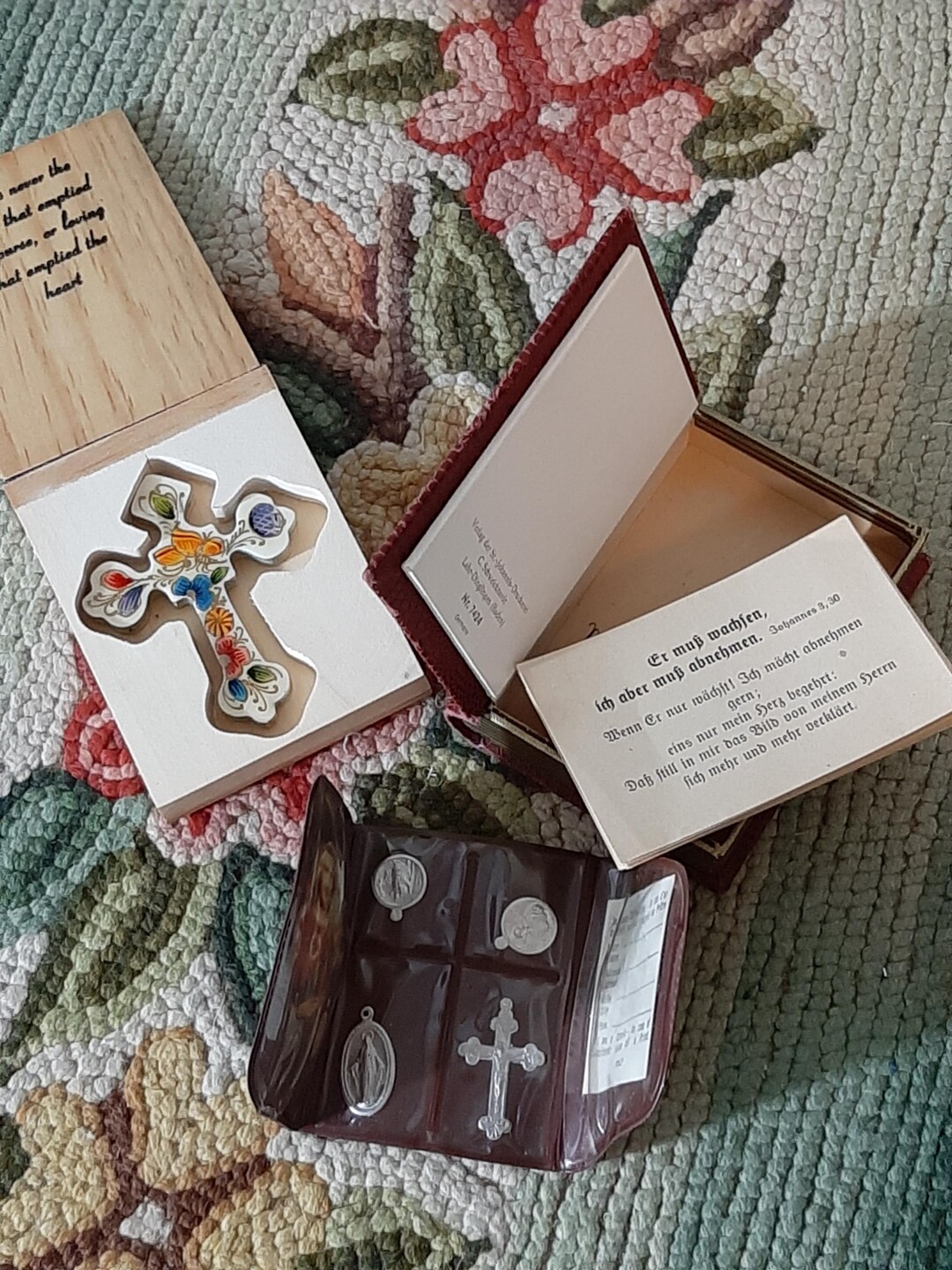 German Boxed Prayer Cards Santa Cruz Wood and Resin Cross Religious ...