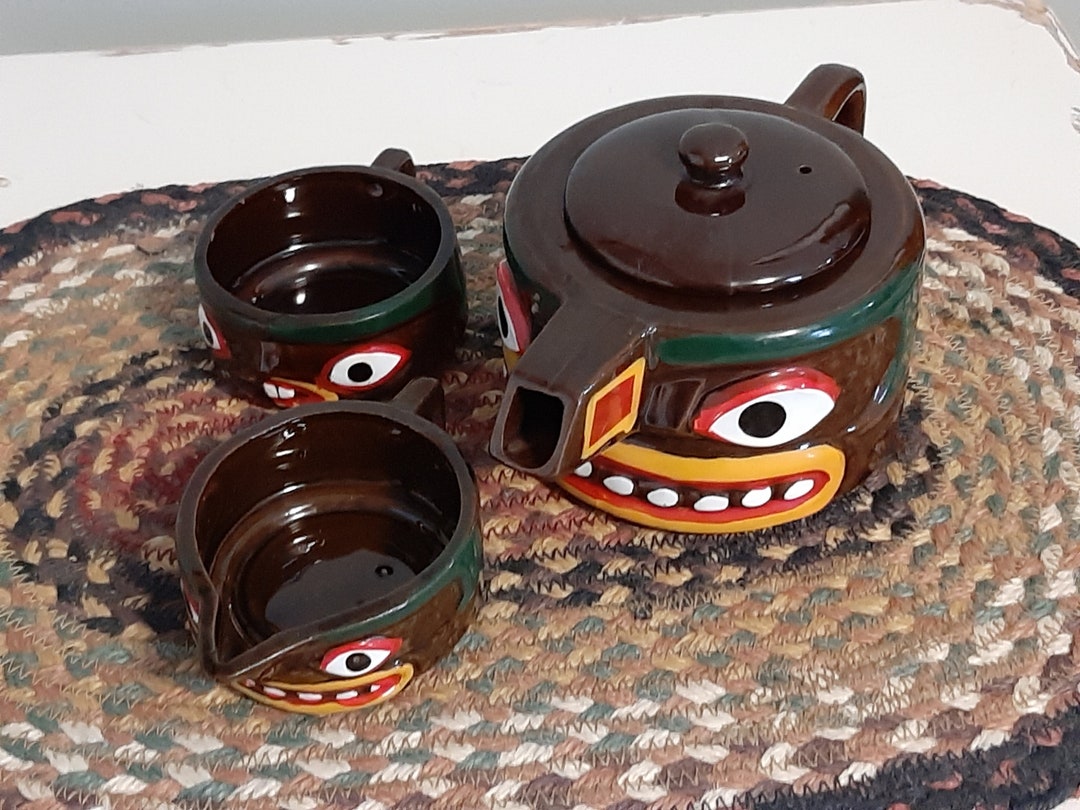 Tea Pot Victorian Ceramics Vintage 1970's Totem Pole Tea Set Made in ...
