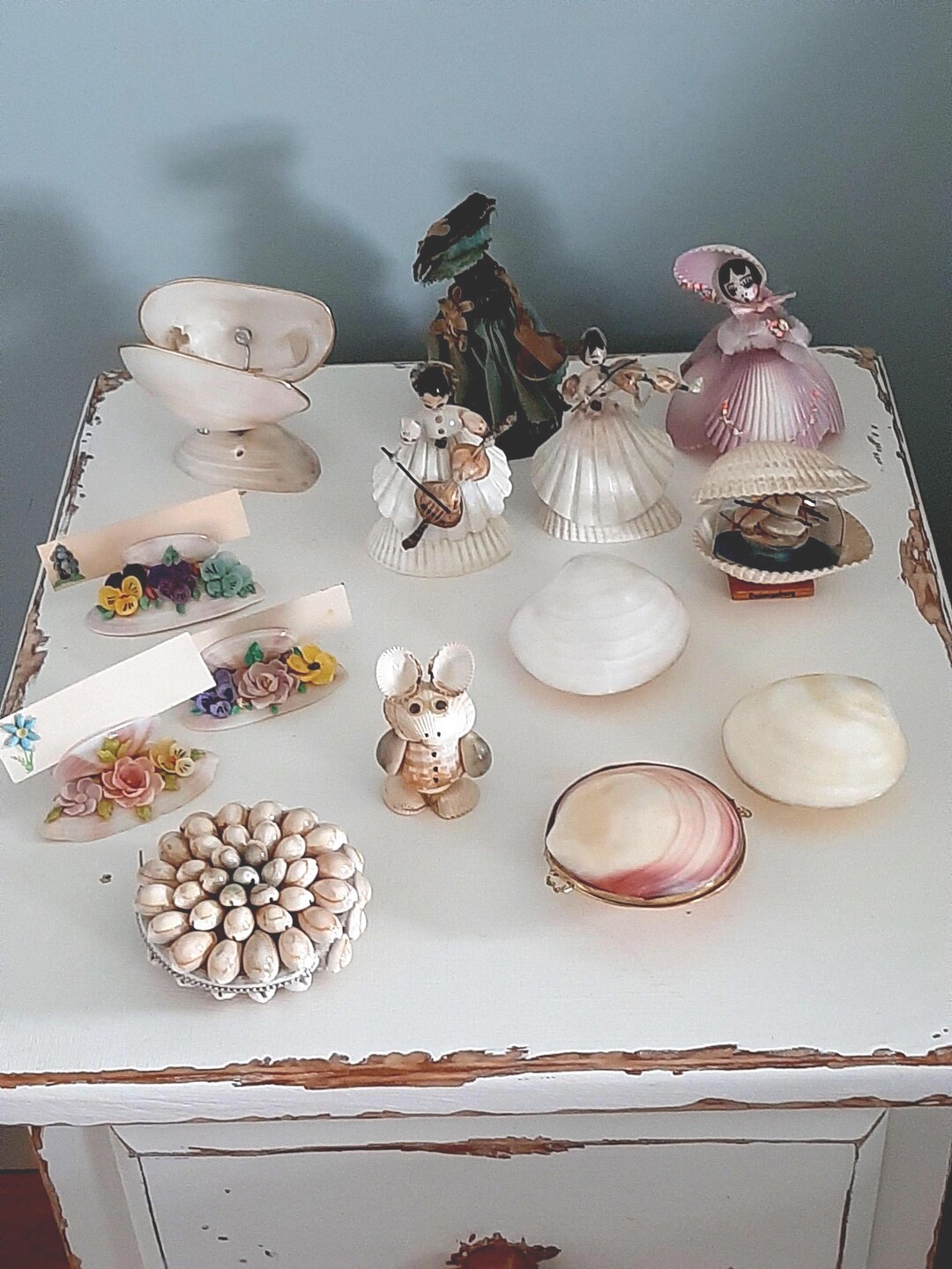 Shell Art 14 Example Shell Purses Shell Trinket Box Shell Dolls Shell ...