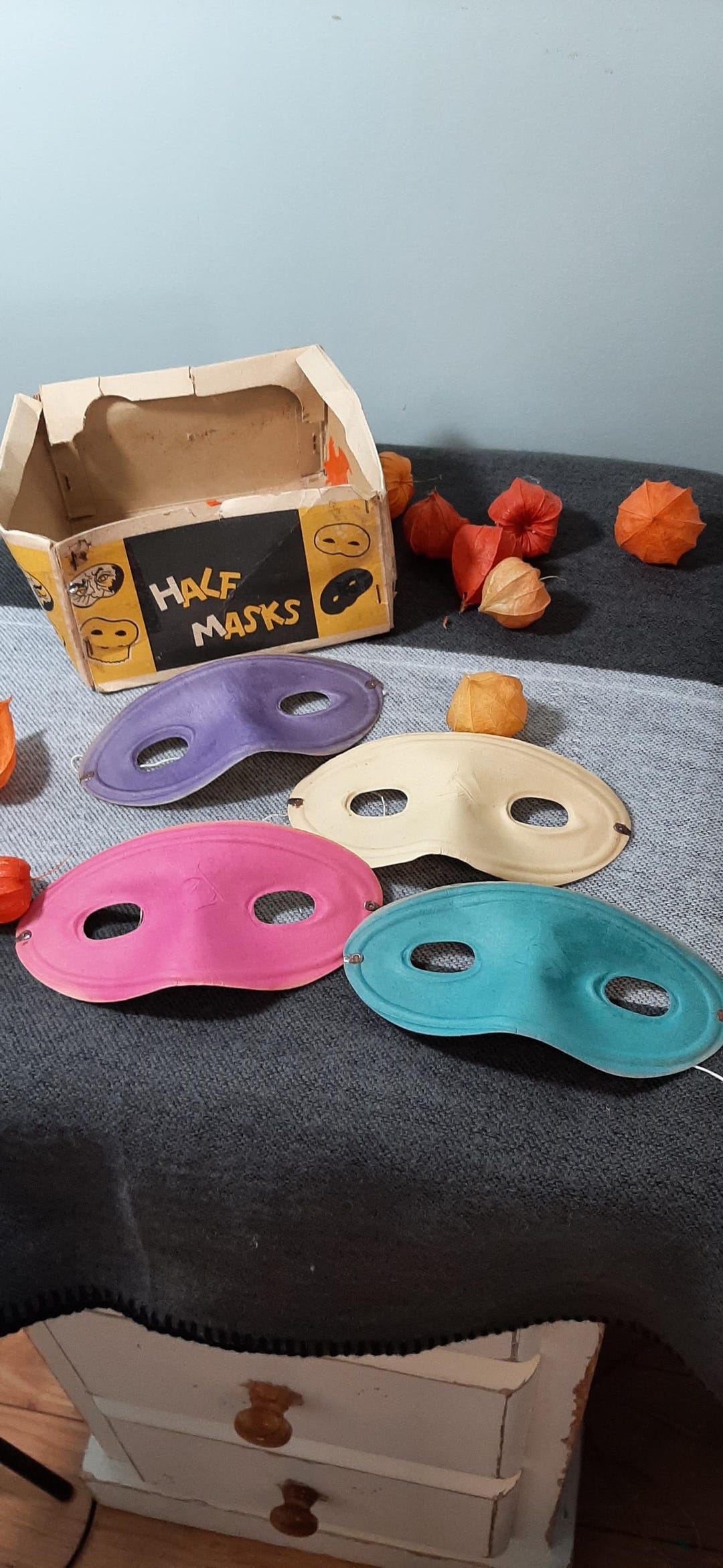 Vintage Half Masks in Original Box Various Color Made in Japan Retro ...