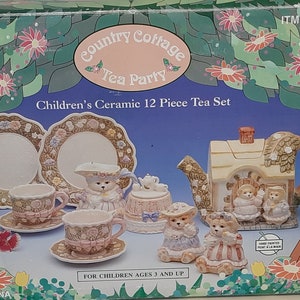 Country Cottage Tea Set Children's Ceramic 12 Piece Tea Set Ages 3 & up ...