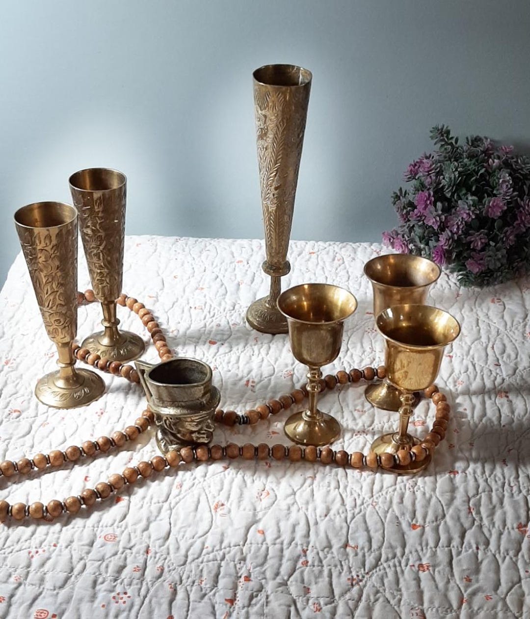 Brass Goblets Brass Vessel Brass Engraved Chalice Brass Drinking Cups ...