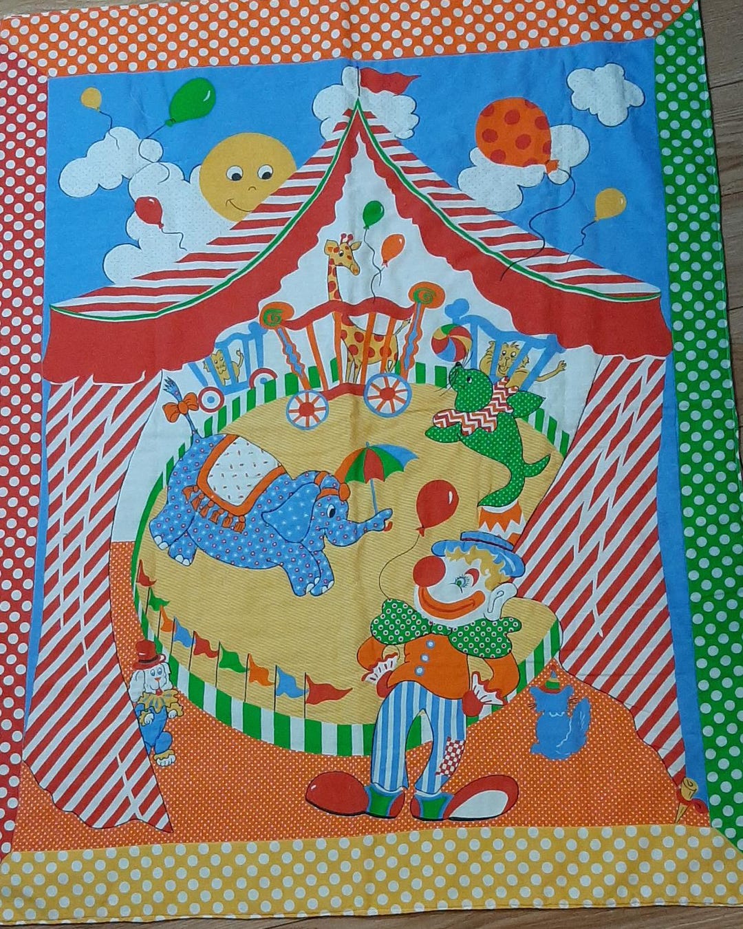 Circus Clown Baby Blanket 1980-1990 Crib Blanket Blankie Handmade Quilt ...