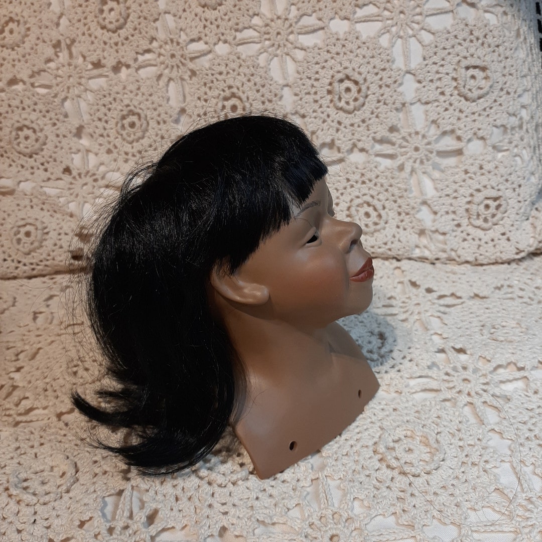 Straight Shoulder Length Black Doll Wig Size 12-13 Art Dolls Doll ...