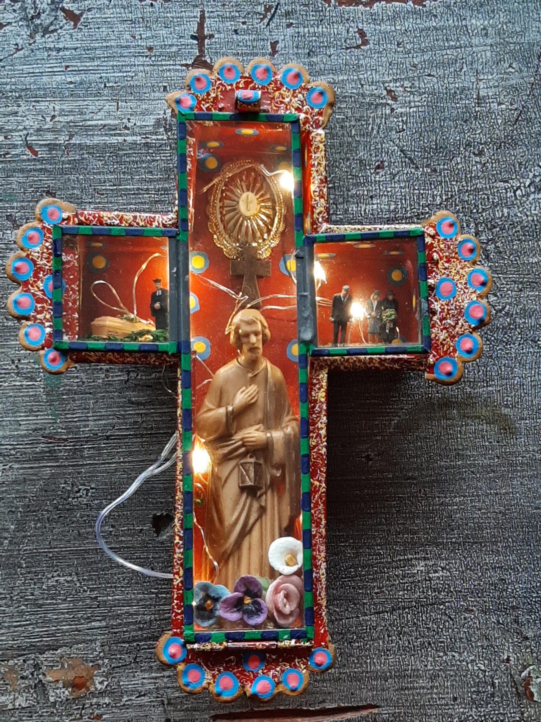 Cross Shadow Box Diorama Unique Backlite by Battery Operated Fairy ...