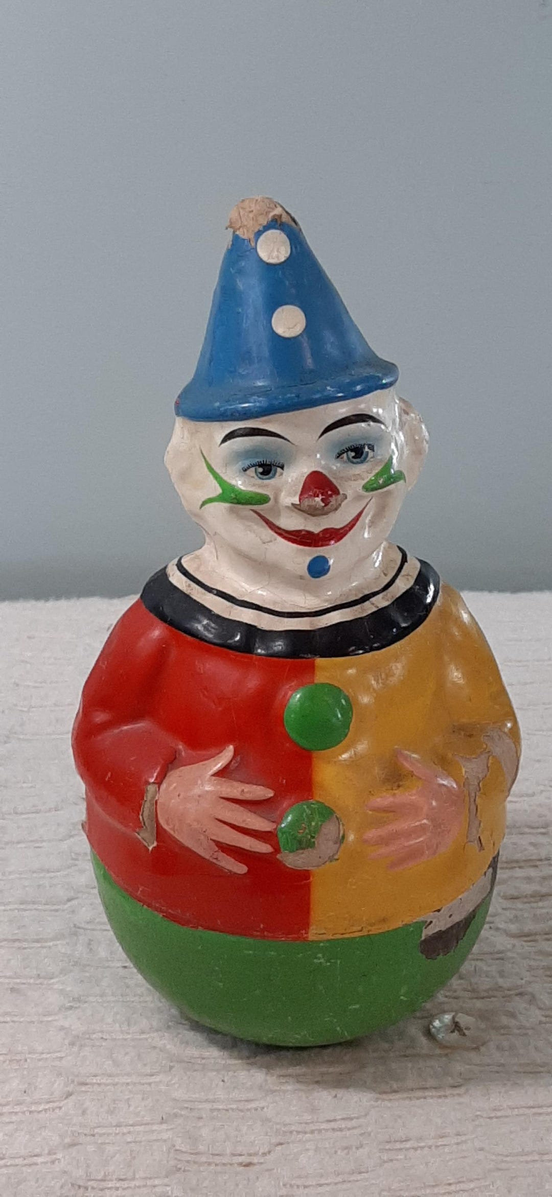Antique Roly Poly Clown Toy Tilting Clown Doll Tumbler Clown Wobbly ...