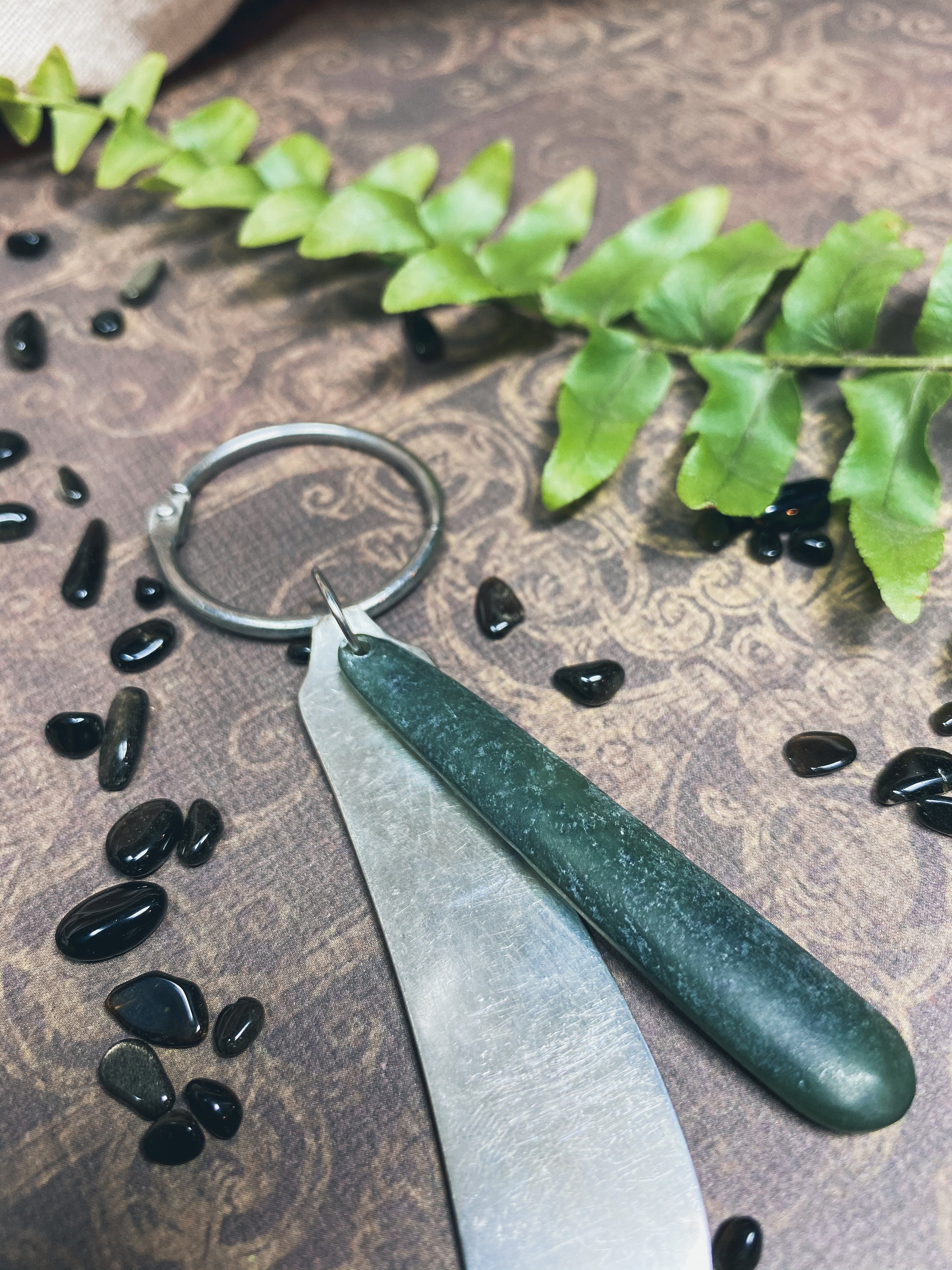 Vintage Jade and Knife Handle Zipper Pull or Keychain | Etsy