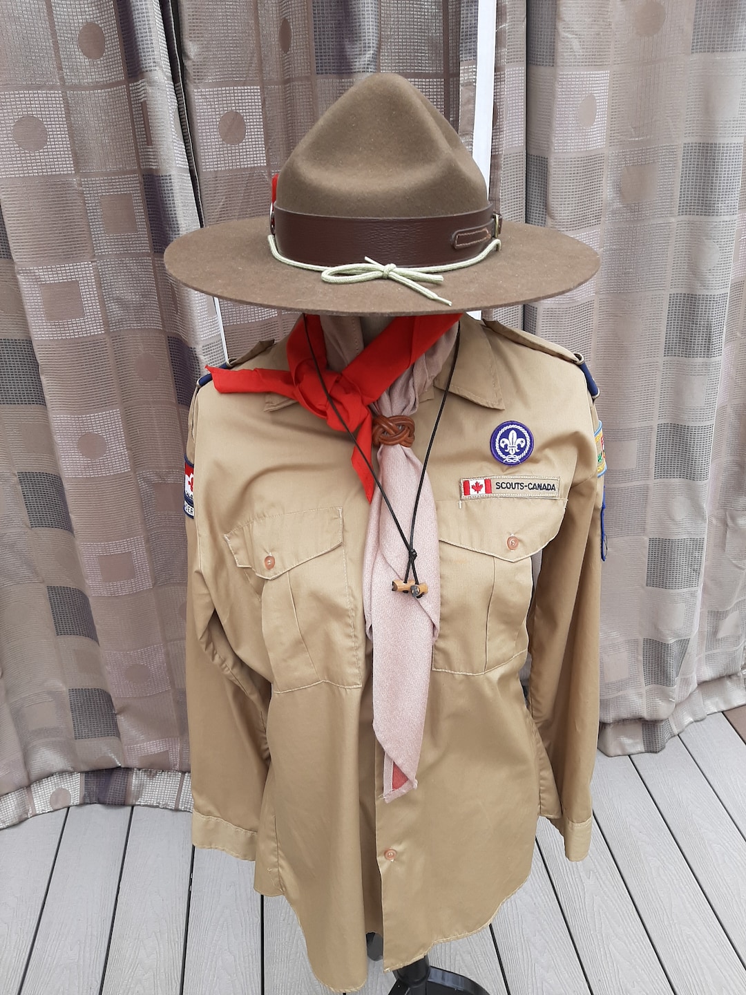 Vintage Authentic Scout Leader Shirt With Patches 2 Neckerchiefs 1 Wood ...