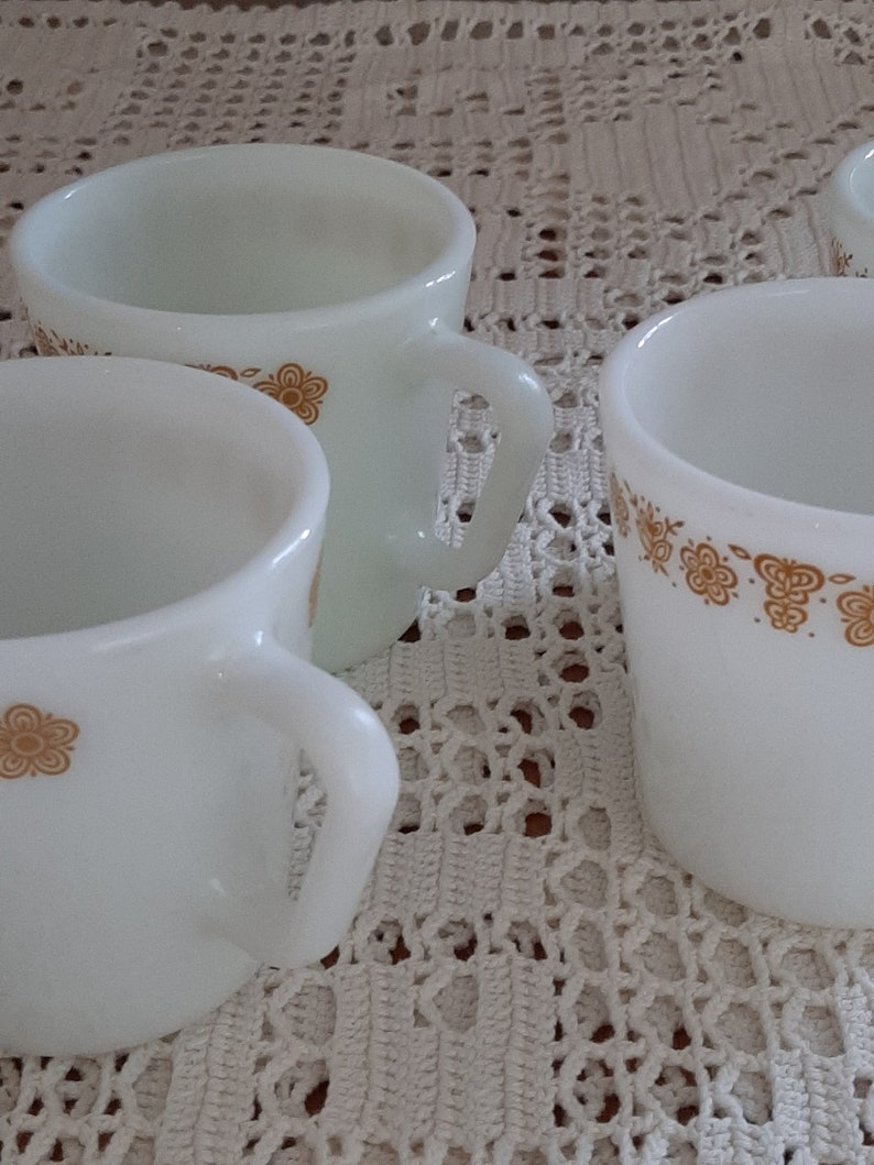 Vintage Pyrex Coffee Mugs and Cups 8 Vintage Milk Glass Cups Mug 1410-D ...